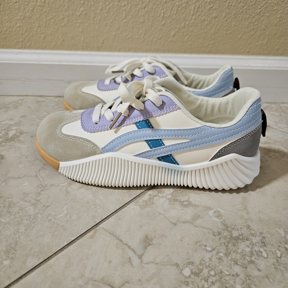 DeFlorance | Shoes | White And Blue Retroinspired Sneakers With ...